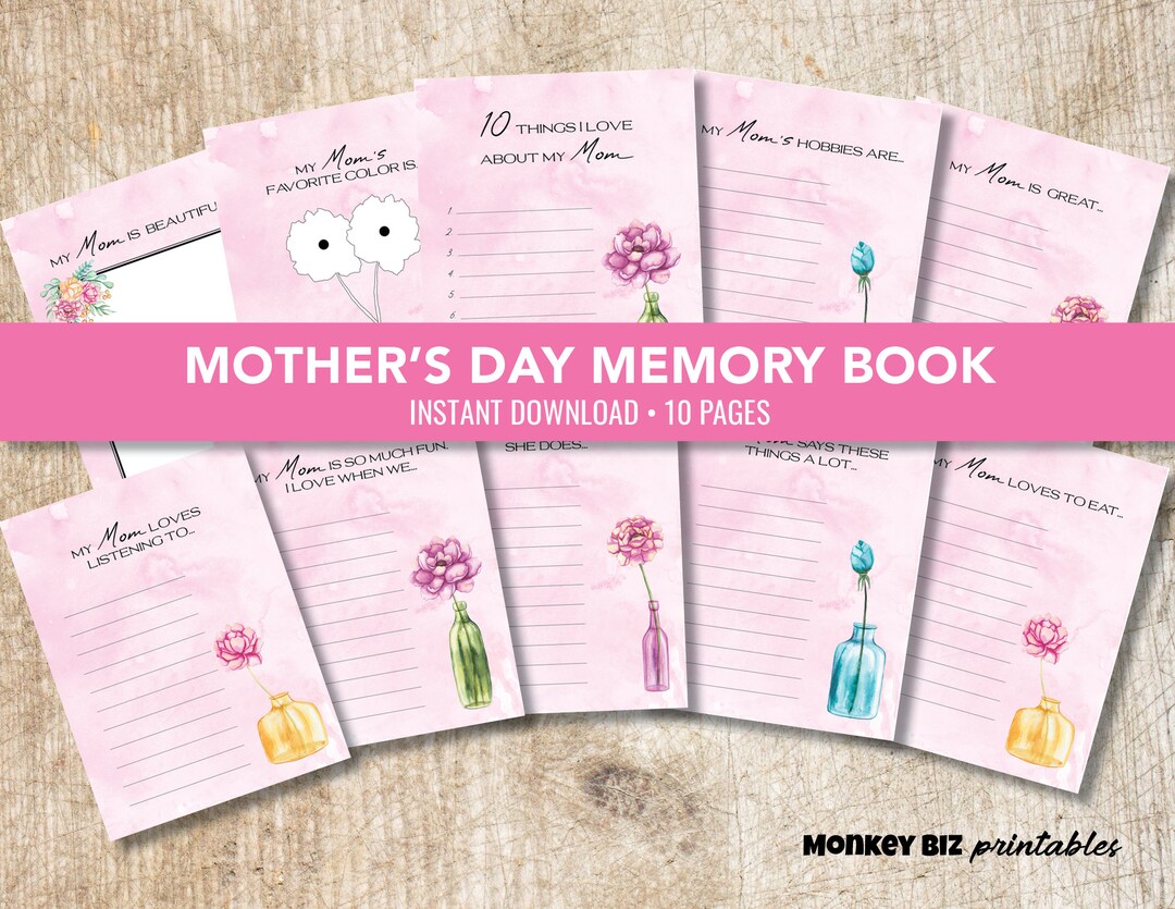 Mother's Day Gift Book | Printable Memory Pages | Mom Gift | Scrapbook ...