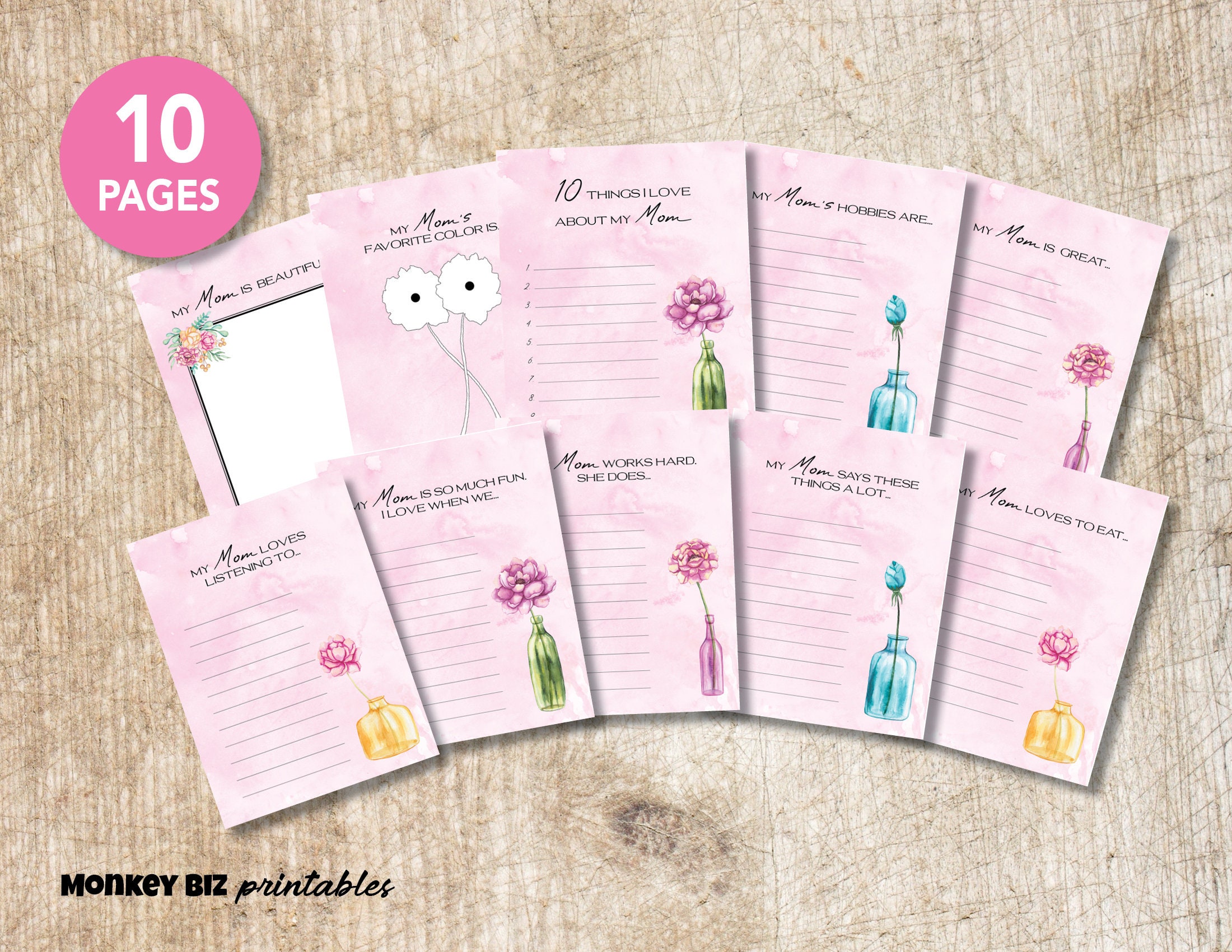 Mother's Day Gift Book | Printable Memory Pages | Mom Gift | Scrapbook ...