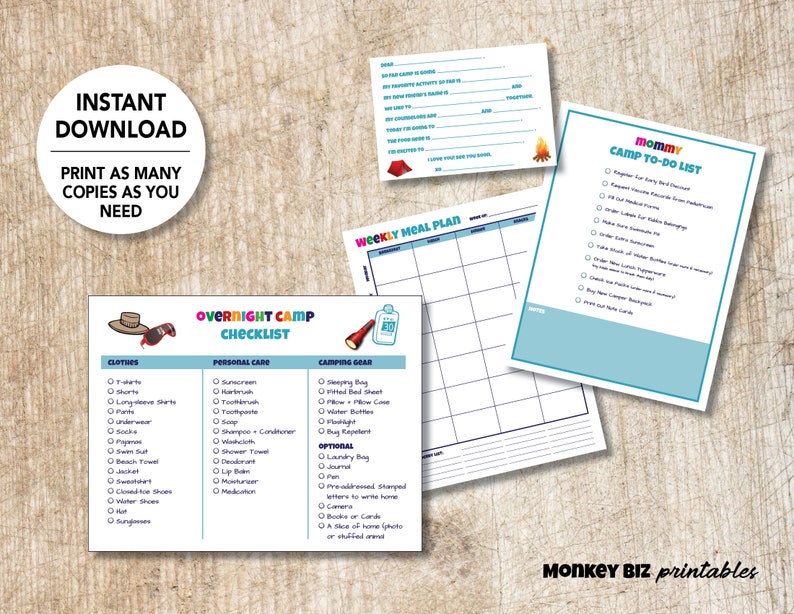 Summer Camp Organizer | Monthly Planner | Camping Checklist | Summer ...