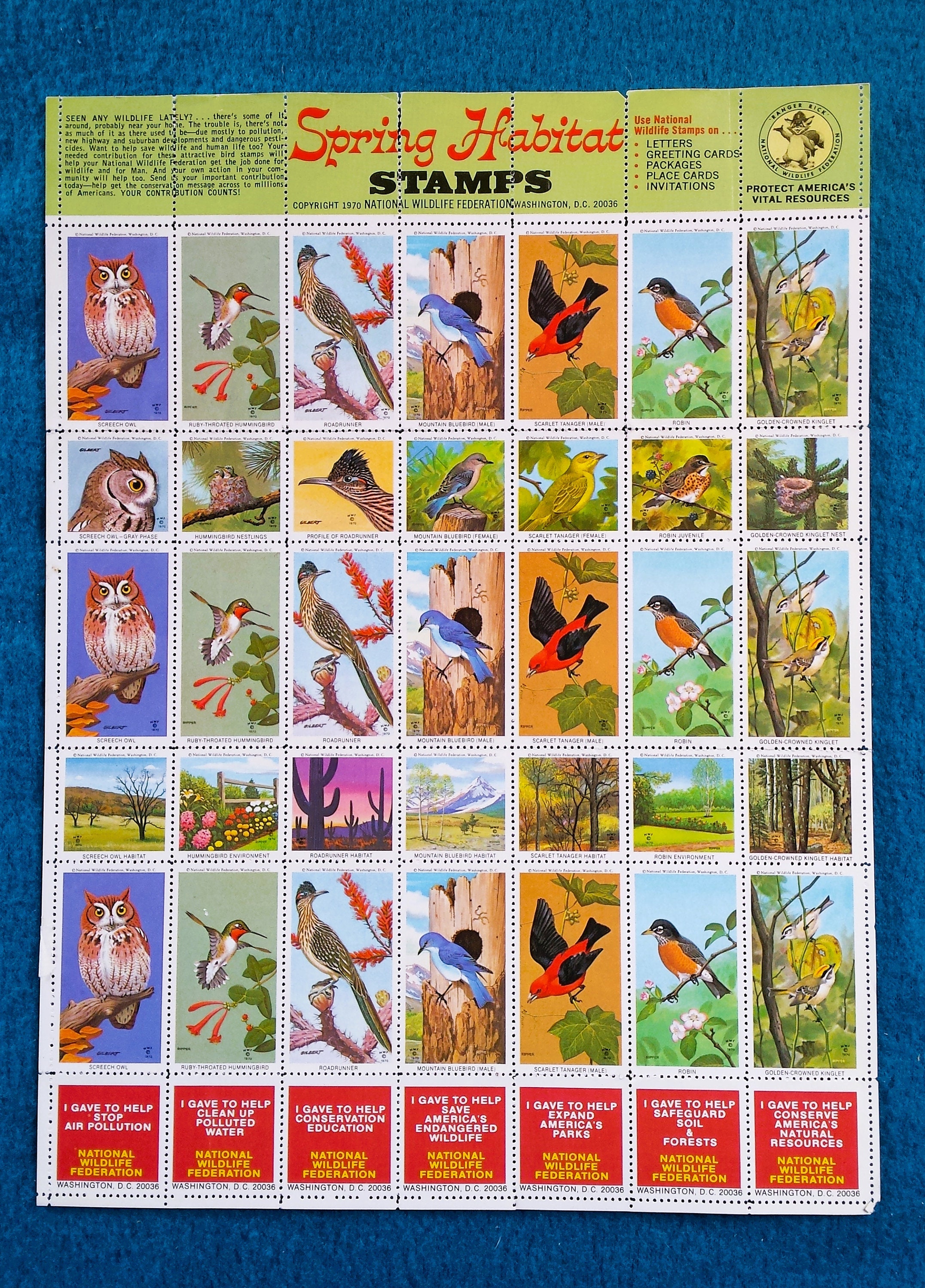 Vintage Spring Habitat Stamps – 1970 - Ranger Rick, National Wildlife ...