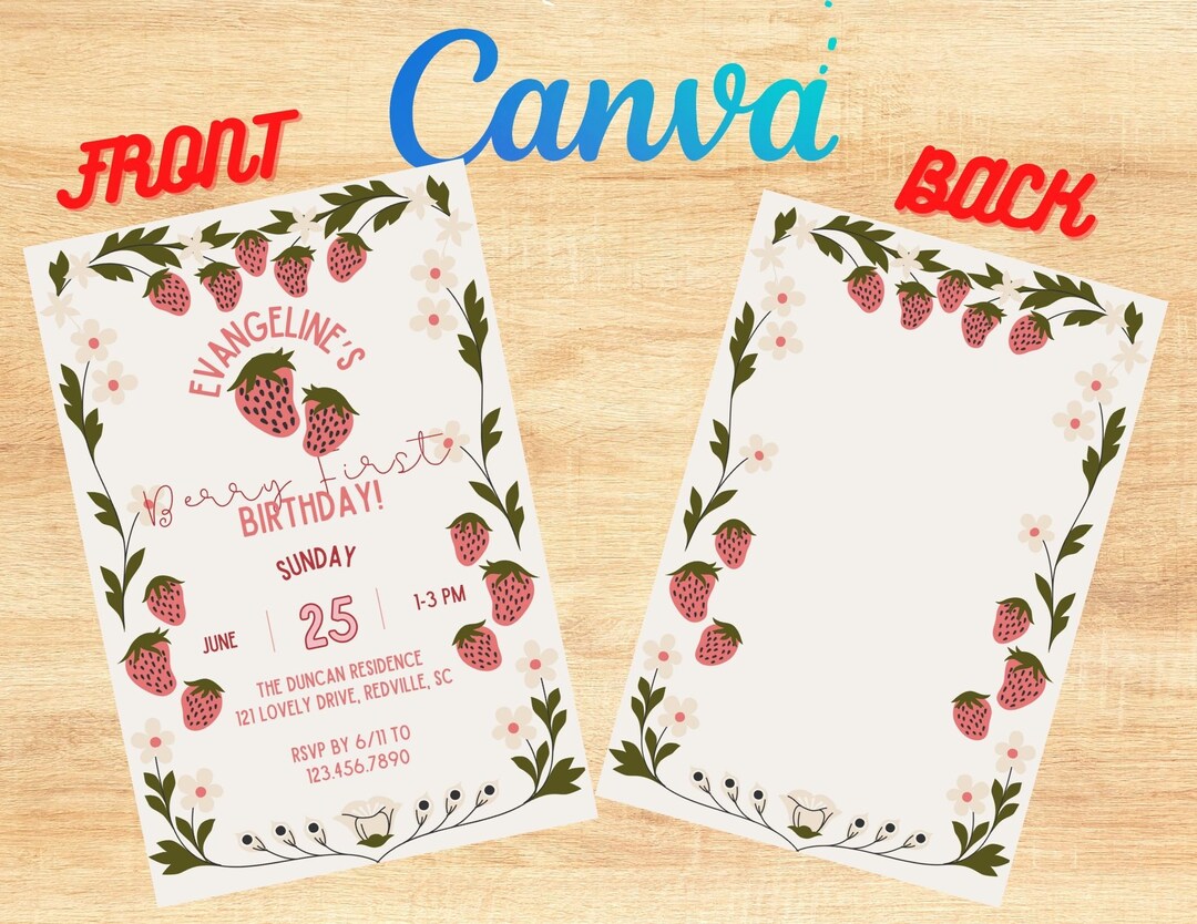 Berry First Birthday Invitation Customizable Berry Theme Party Invite ...