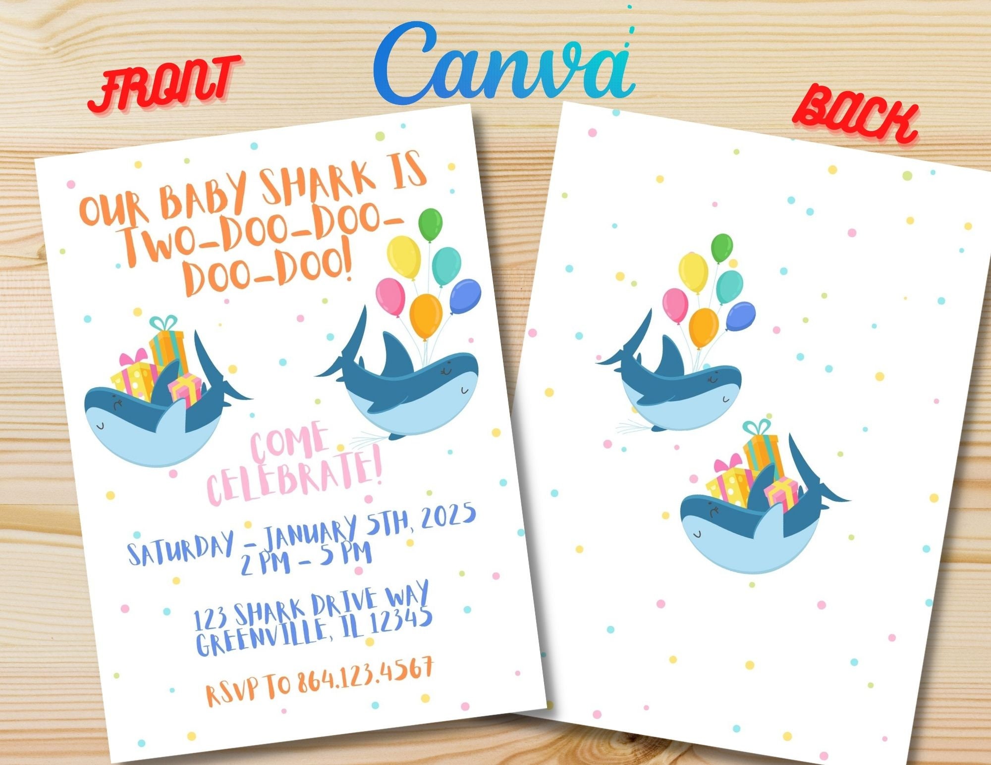 Baby Shark Two-doo Doo Doo Toddler Birthday Party Invitation Canva ...