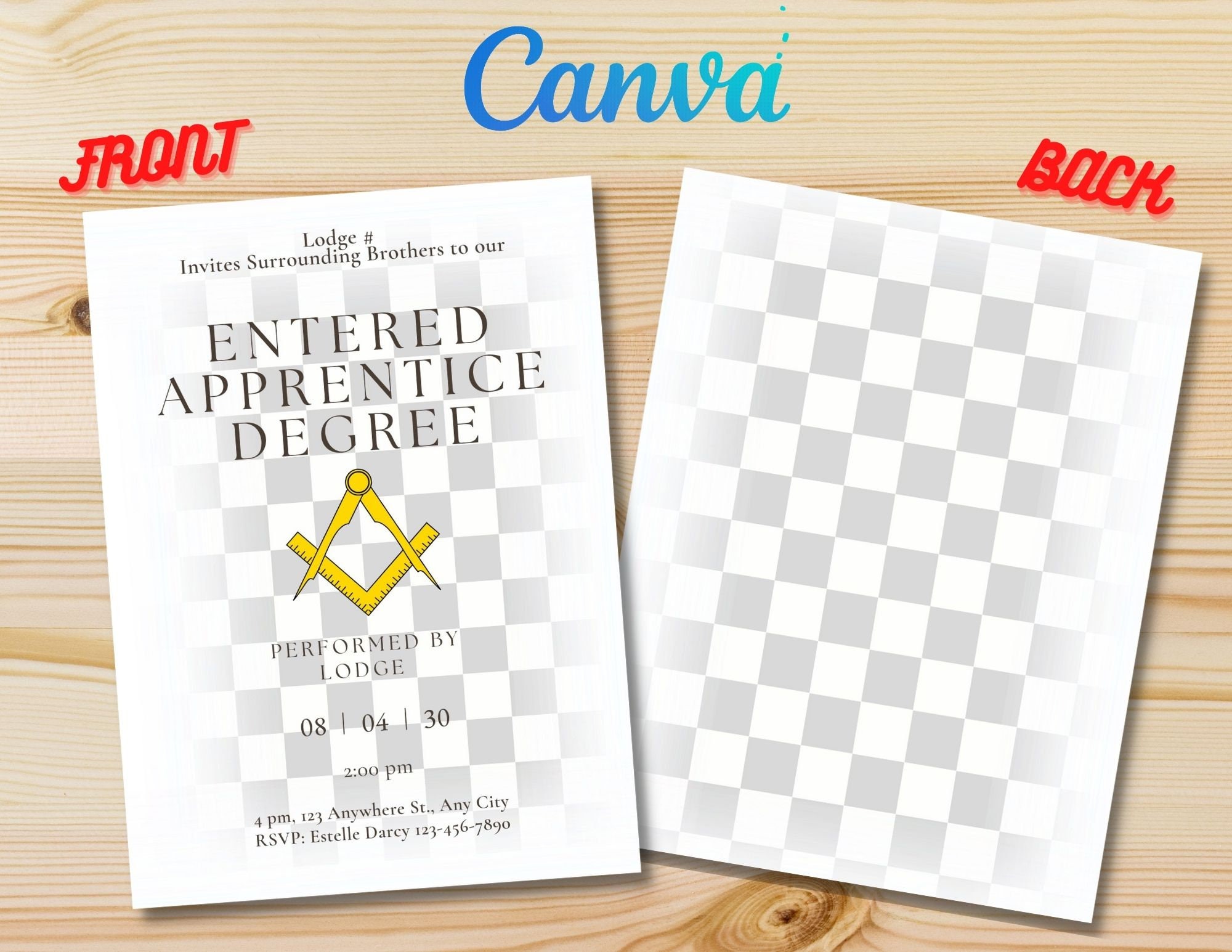 Mason / Masonic Printable or Digital Event Invitation, Entered ...