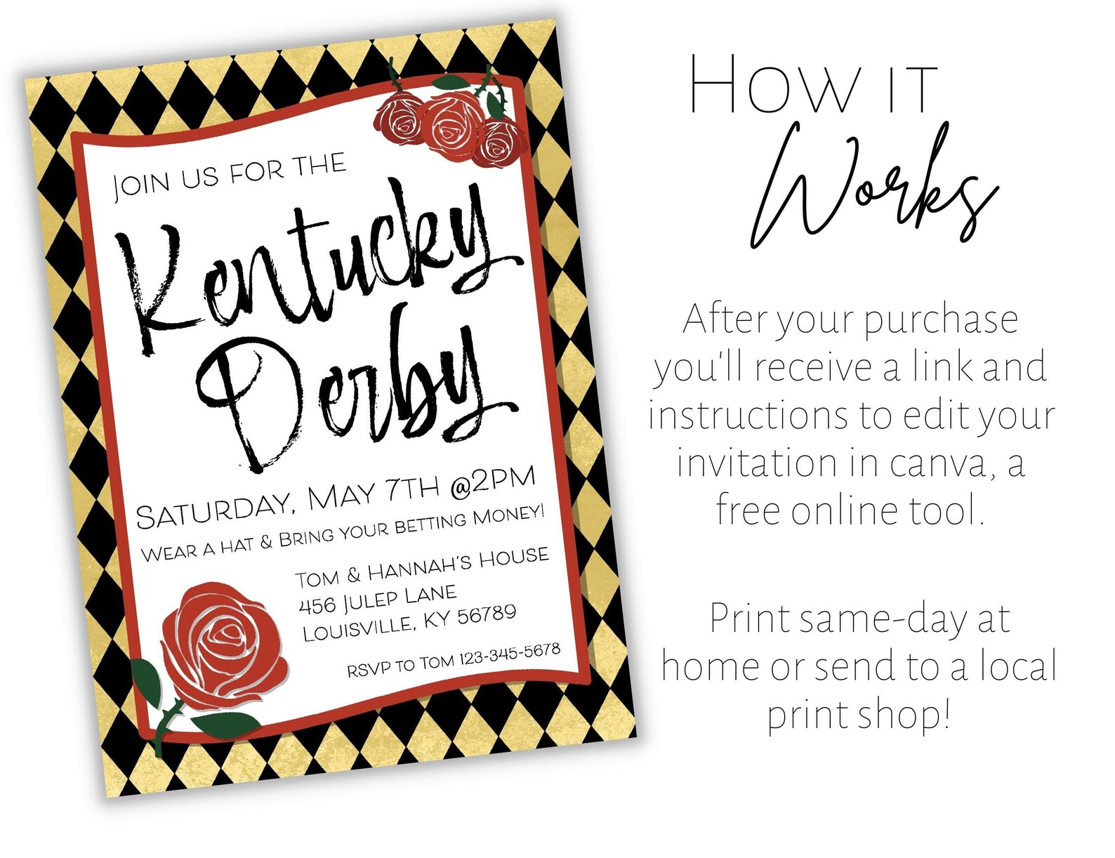 Kentucky Derby Party Invitation Template Editable Instant Download Run ...