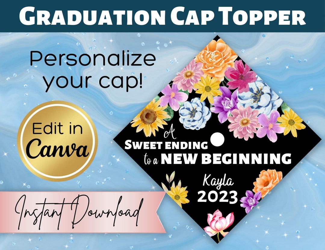 Personalized Graduation Cap Topper Canva Template Digital Download ...