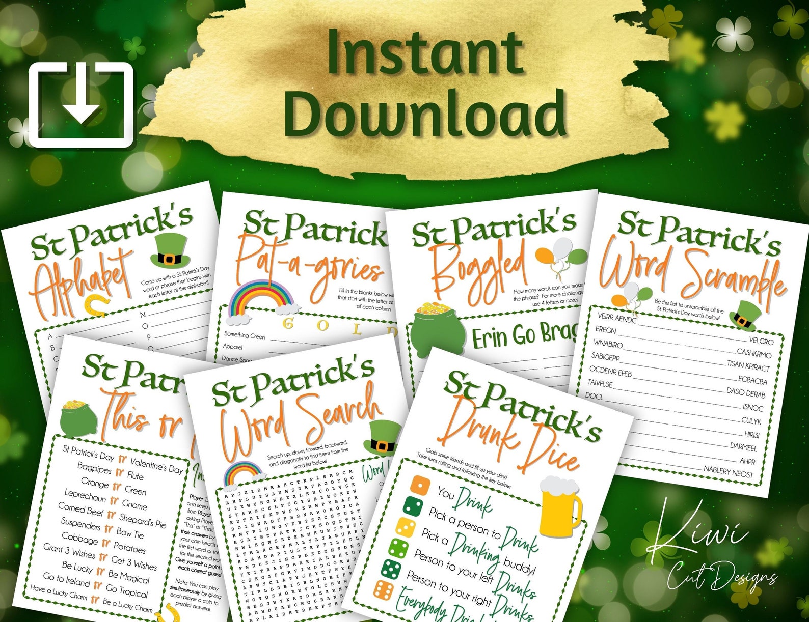St Patrick's Day Printable Party Bundle | Printable Game | St Pats ...