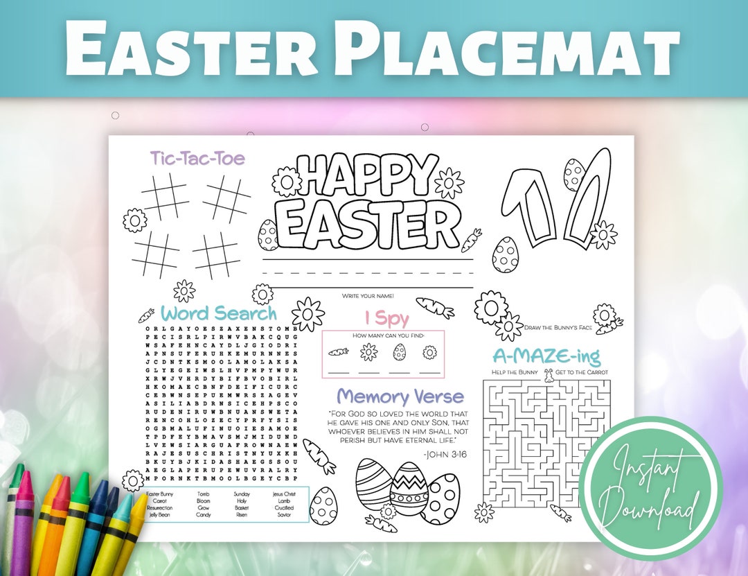 Easter Placemat for Kids | Printable Easter Activity for Little Kids ...