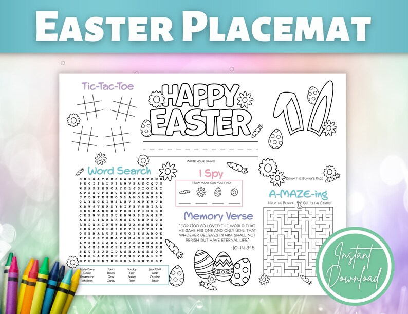 Easter Placemat for Kids | Printable Easter Activity for Little Kids ...
