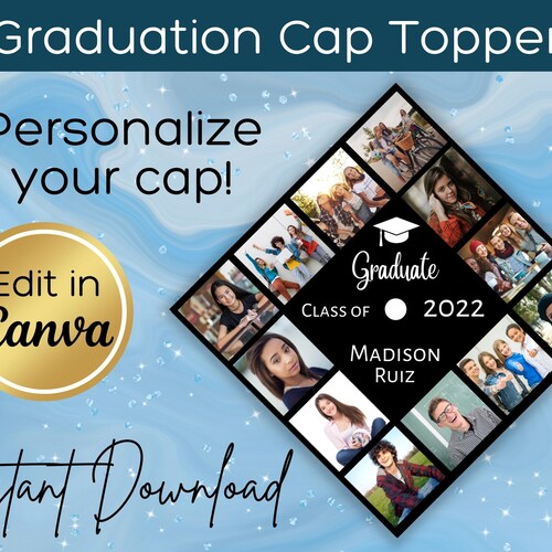 Blank Graduation Cap Topper Template Digital Download Grad - Etsy