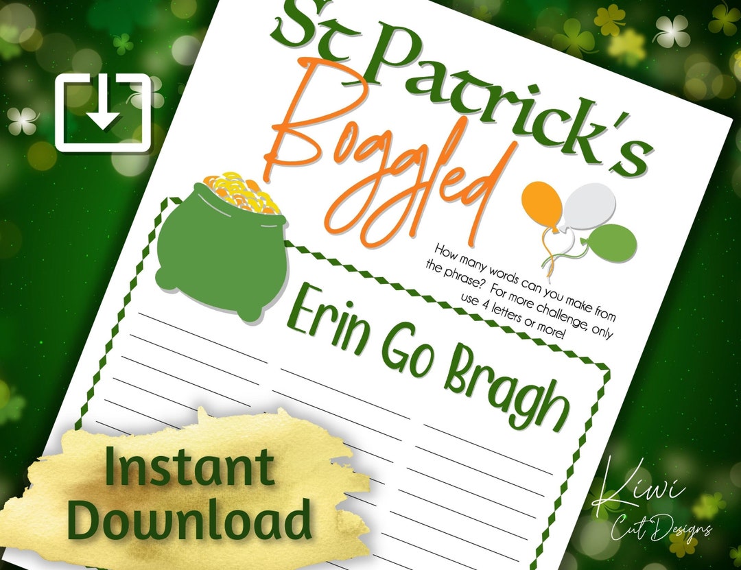 St Patrick's Day Boggle Game | Printable Game | St Pats Instant ...