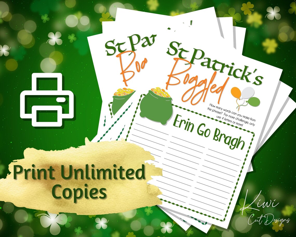 St Patrick's Day Boggle Game Printable Game St Pats | Etsy