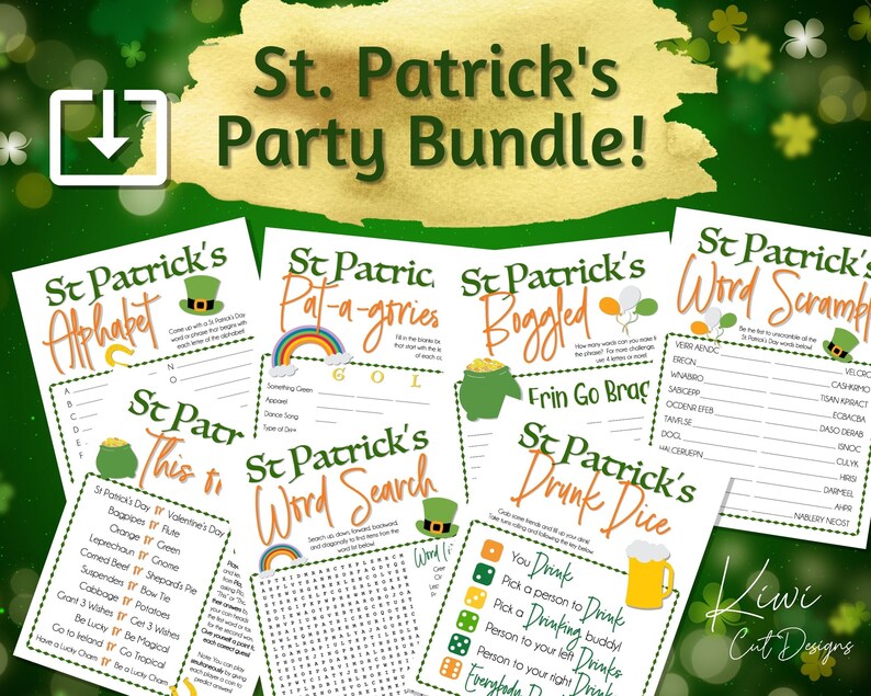 St Patrick's Day Printable Party Bundle Printable Game | Etsy