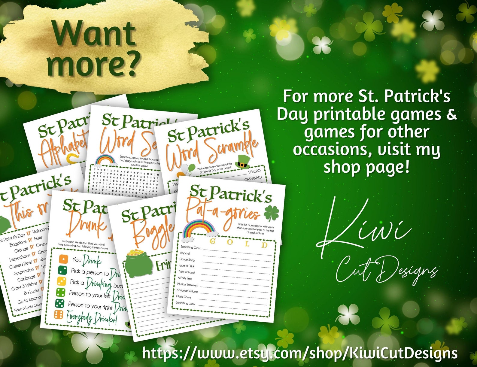St Patrick's Day Printable Party Bundle | Printable Game | St Pats ...