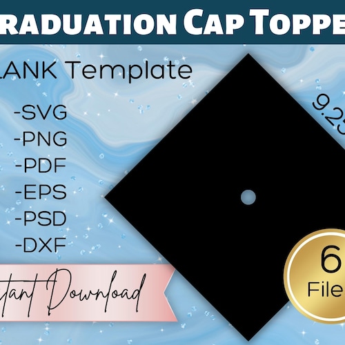 Blank Graduation Cap Topper Template Digital Download Grad - Etsy