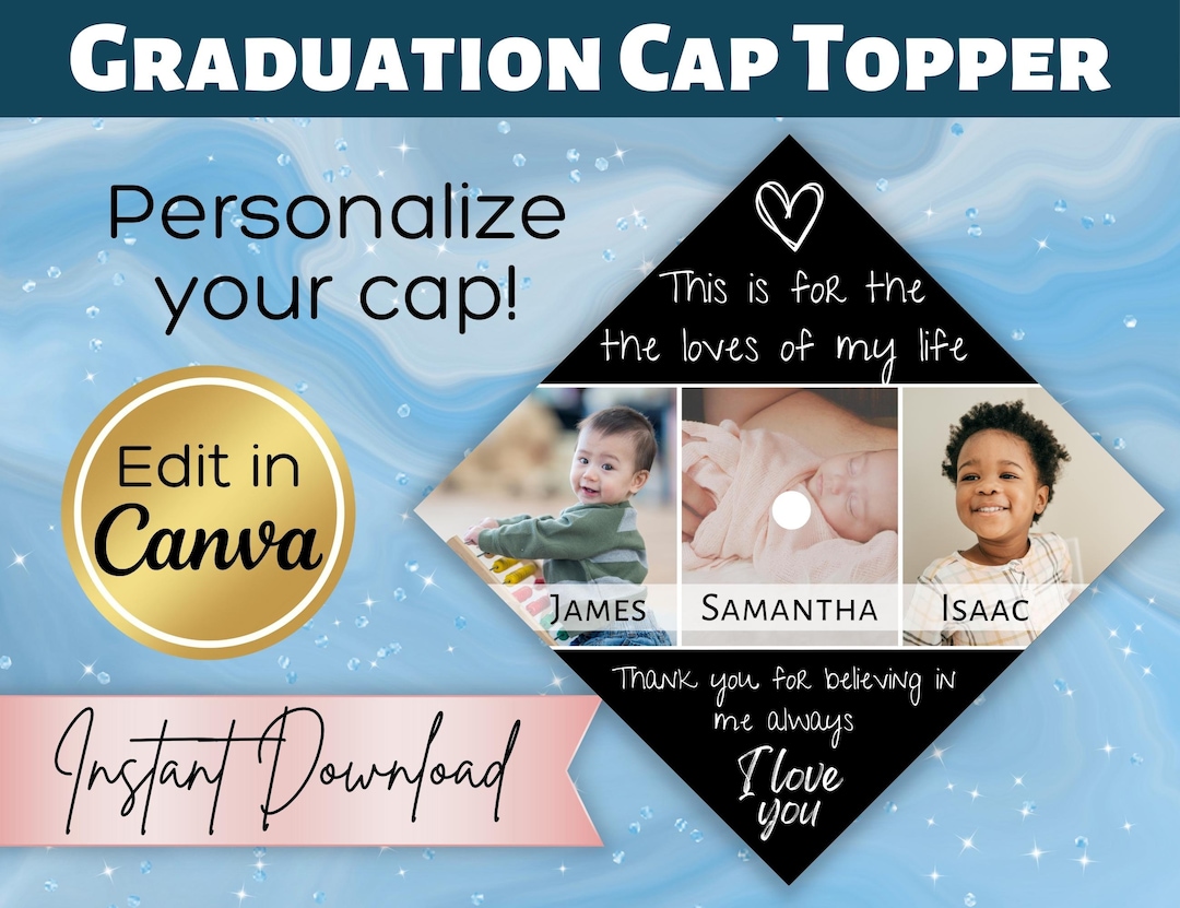 Personalized Graduation Cap Topper Canva Template | Custom Grad Cap ...
