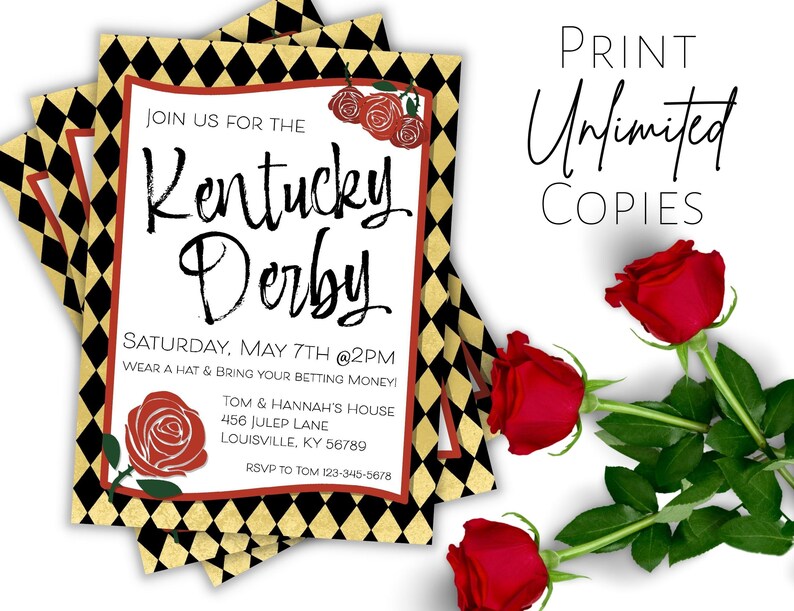 Kentucky Derby Party Invitation Template | Editable Instant Download ...