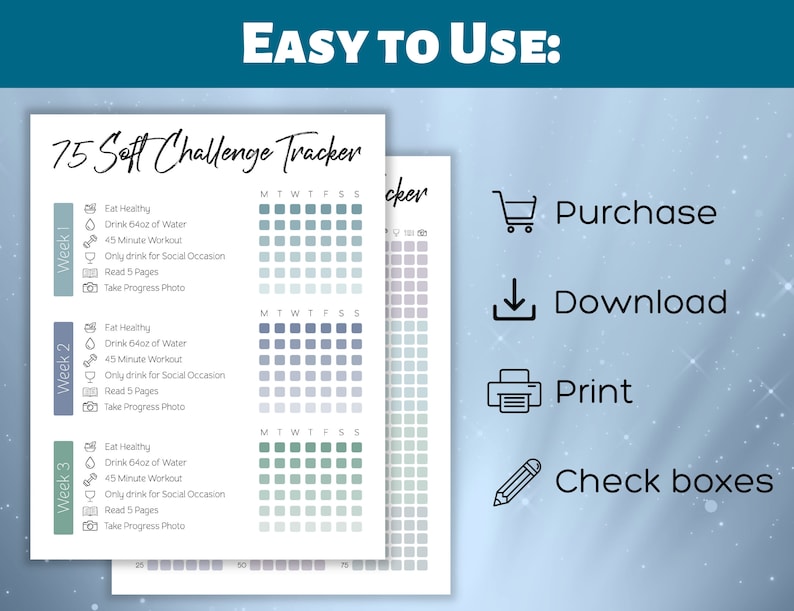 75 Soft Challenge Tracker Printable | Fitness Progress Tracker ...