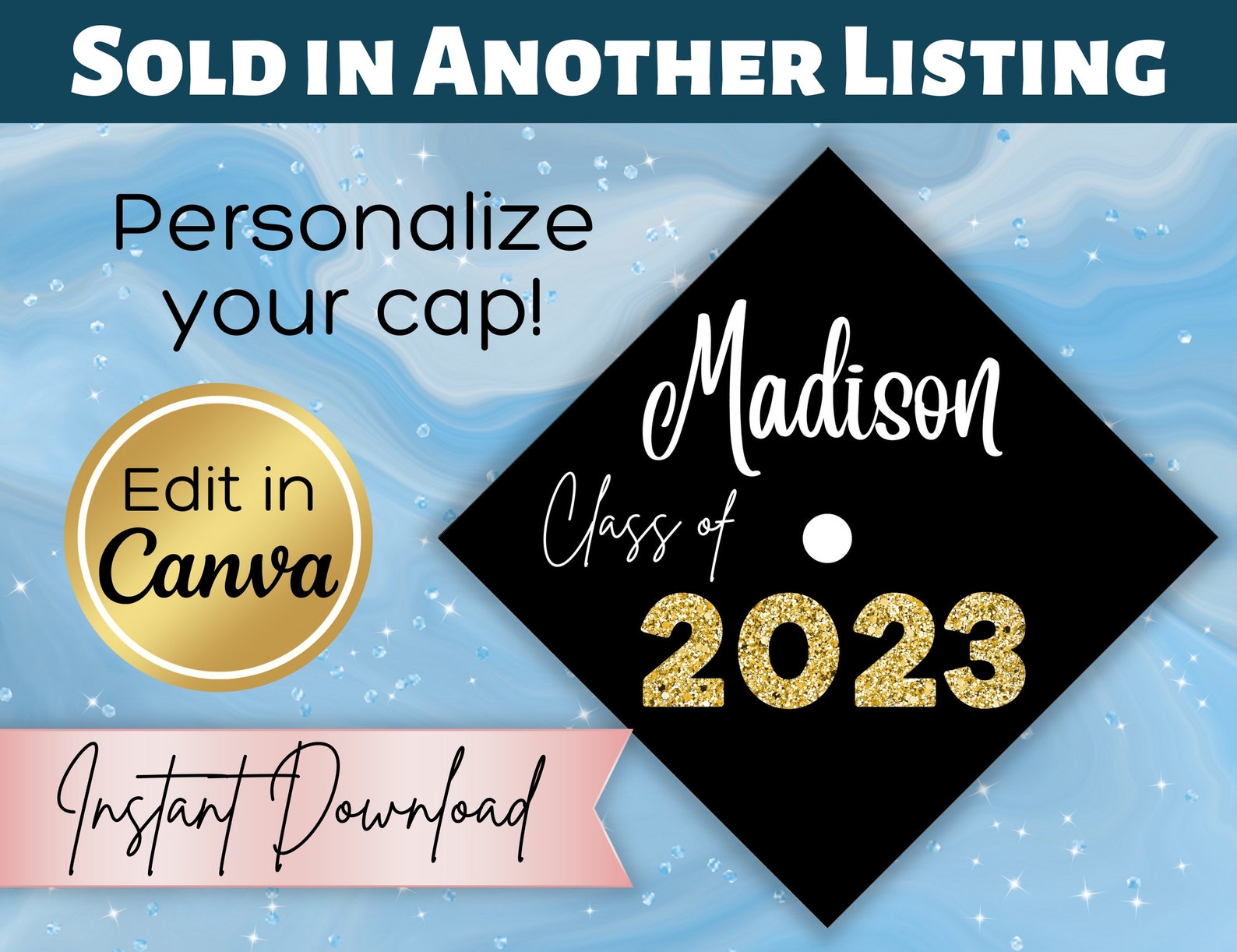 Blank Graduation Cap Topper Template Digital Download | Grad Topper ...