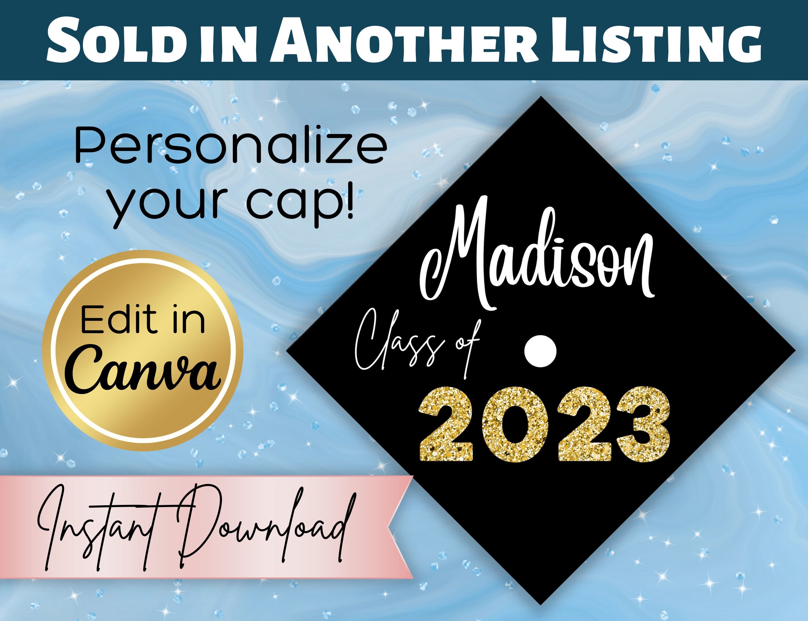 Blank Graduation Cap Topper Template Digital Download | Grad Topper ...