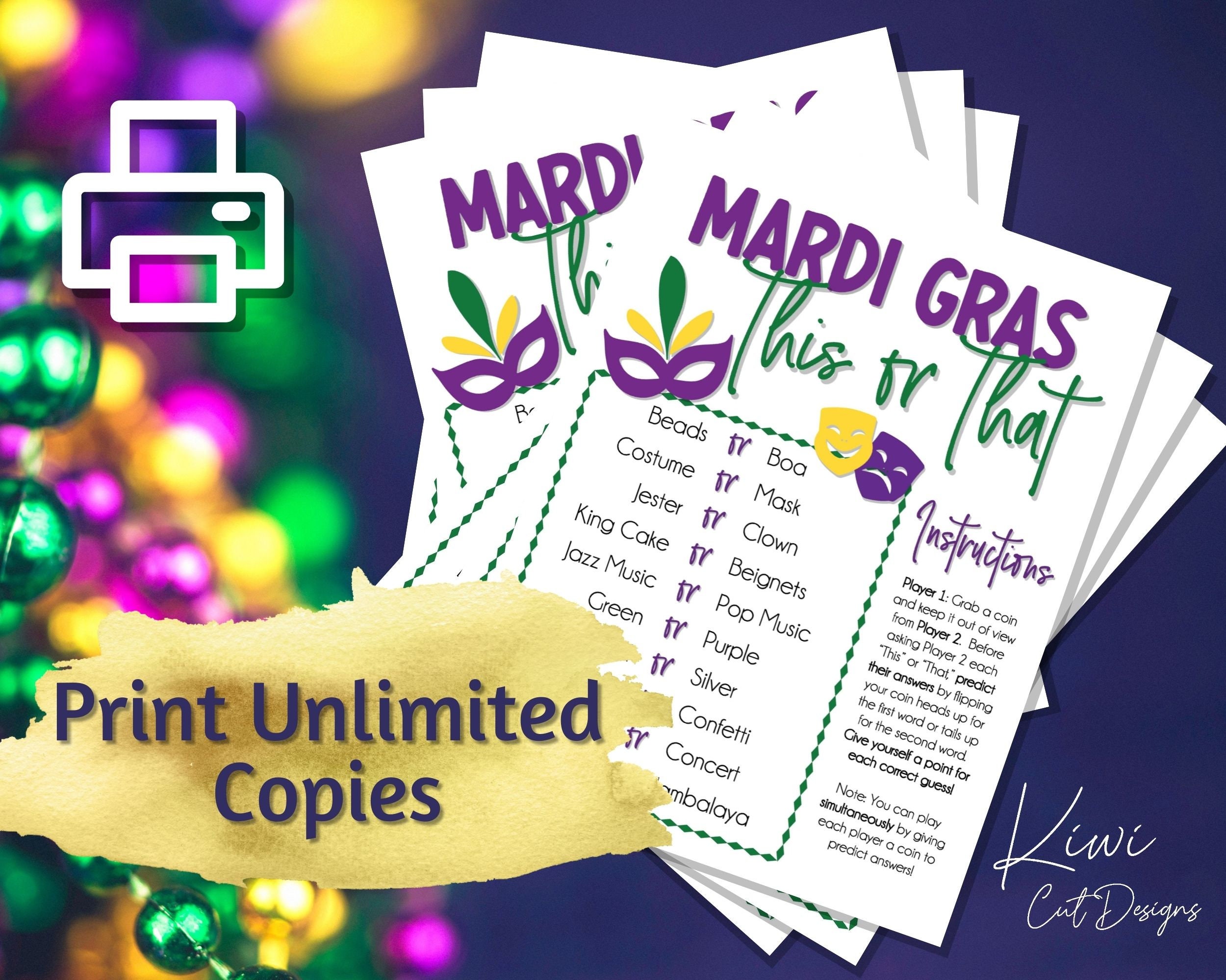 Mardi Gras This or That | This or That Instant Download | Digital ...
