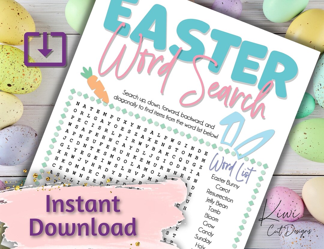Easter Word Search Instant Digital Download Printable for Kids | Sunday ...