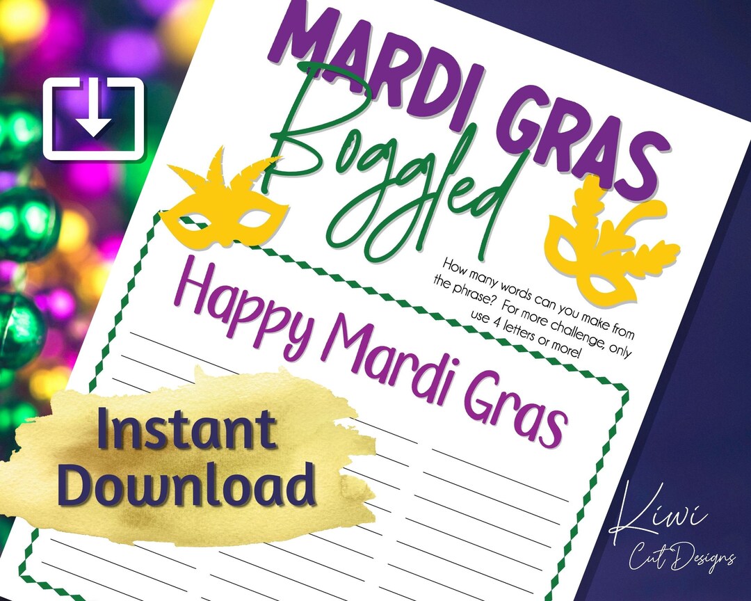 Mardi Gras Boggle | Boggle Game Instant Download | Mardi Gras Party ...