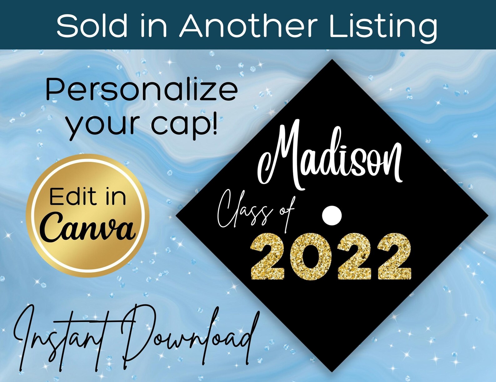 Blank Graduation Cap Topper Template Digital Download Grad - Etsy