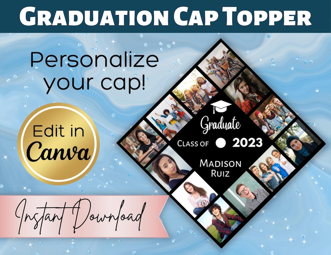 Personalized Graduation Cap Topper Canva Template Digital Download ...