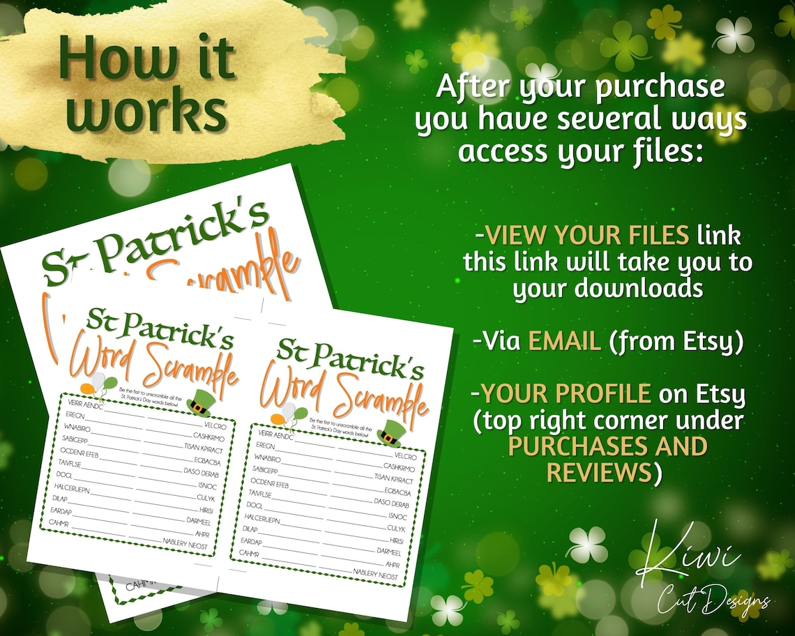 St Patrick's Day Word Scramble Printable Game Word | Etsy