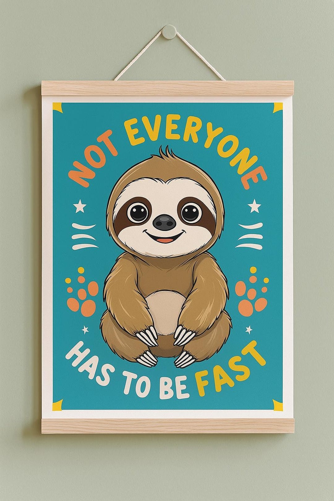 Cute Sloth Poster for Kids | Digital Download Wall Art | Self Love ...