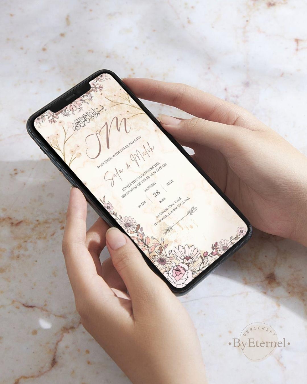 Floral Islamic Wedding Invitation: Elegant Digital Invite (canva ...