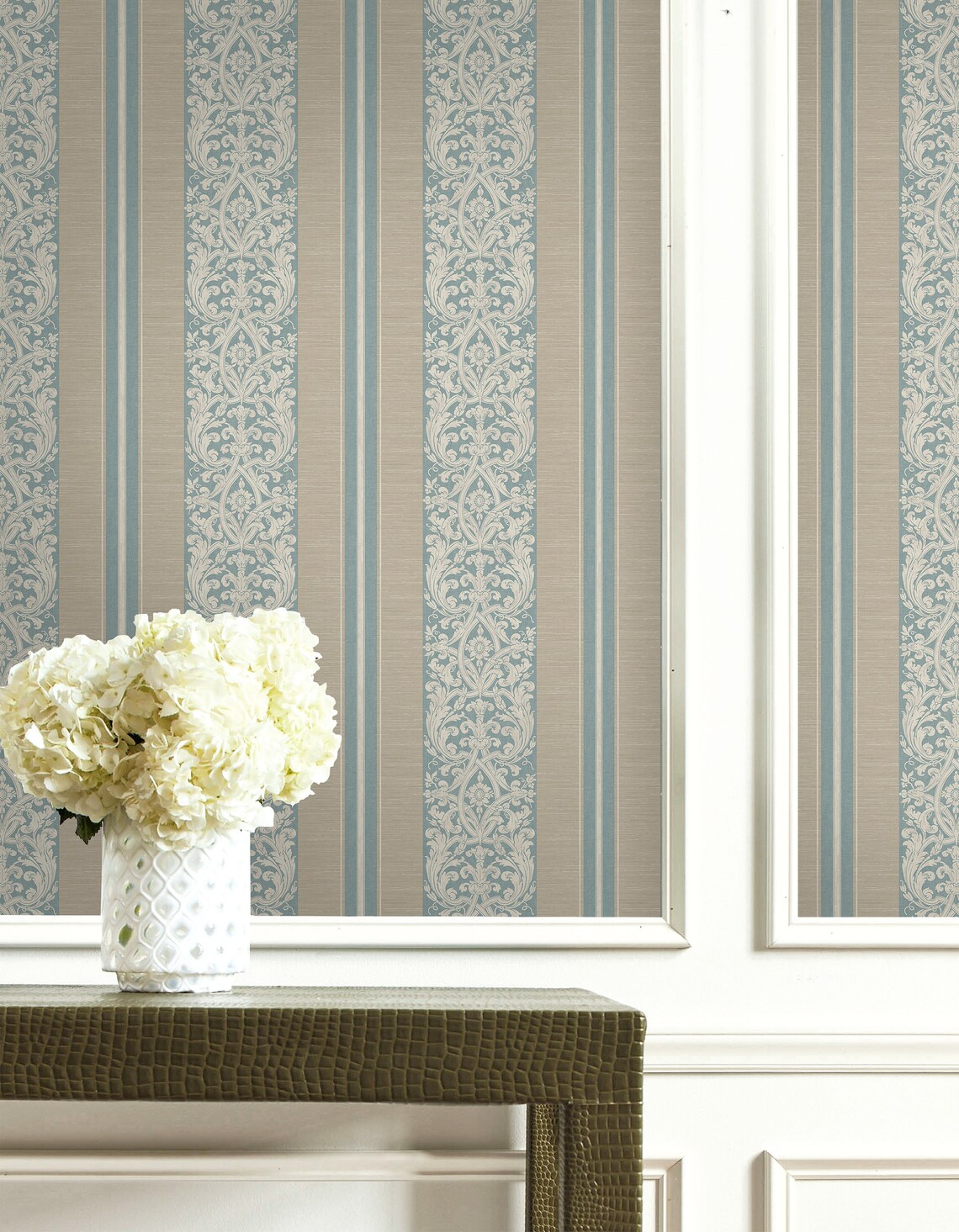 Casa Mia Damask Striped Paper Non-pasted Strippable Wallpaper Roll ...