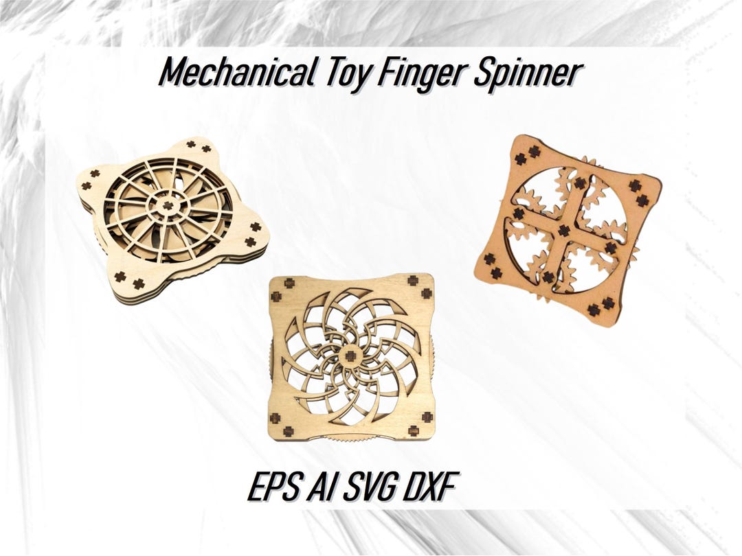 Set of 3 Laser Cut Kinetic Puzzle Finger Spinning Wheel Vector Files Ai ...