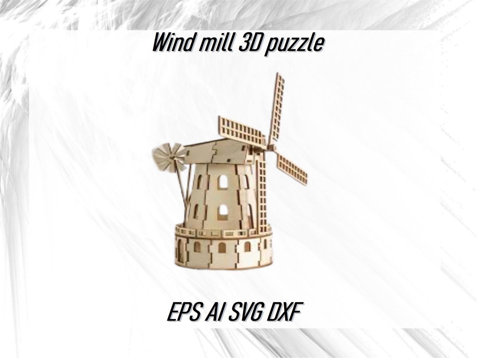 Dutch Windmill Laser Cut File Dxf Eps Svg Ai 3D Puzzle Files,wooden ...