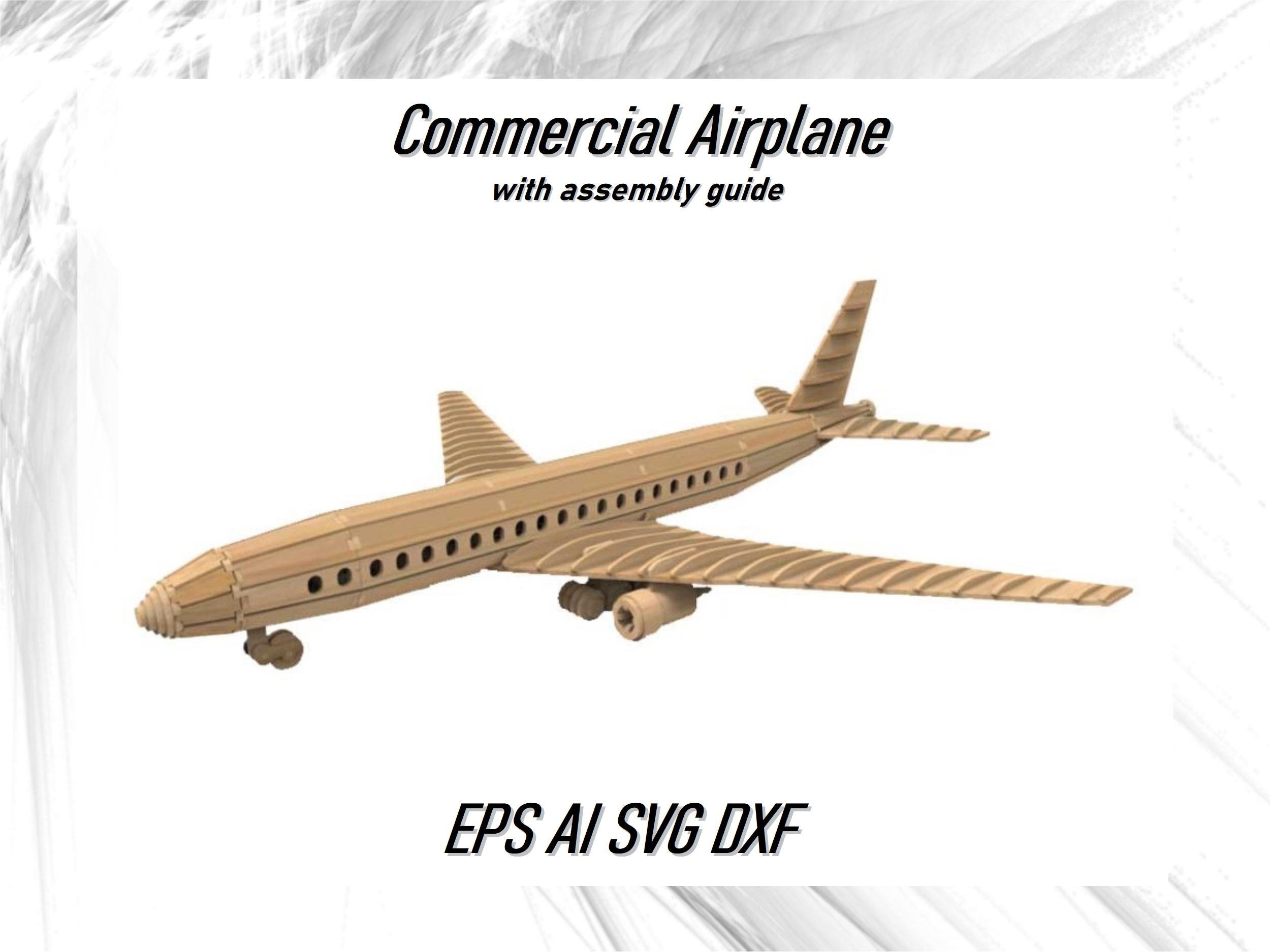 Airplane 3D Model 3D Puzzle Cdr Dxf Svg Vector Files With Assembly ...