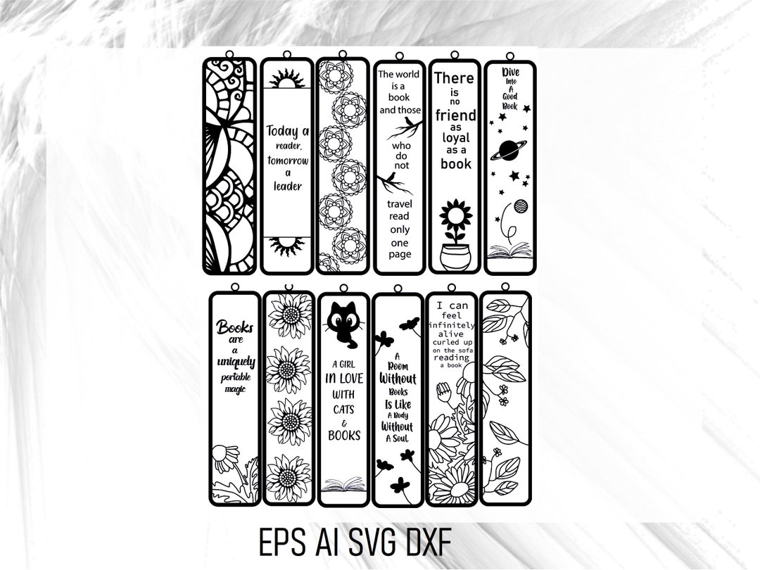 Bookmark Laser Cut Mega Bundle, Printable Bookmarks CNC Files | Book ...
