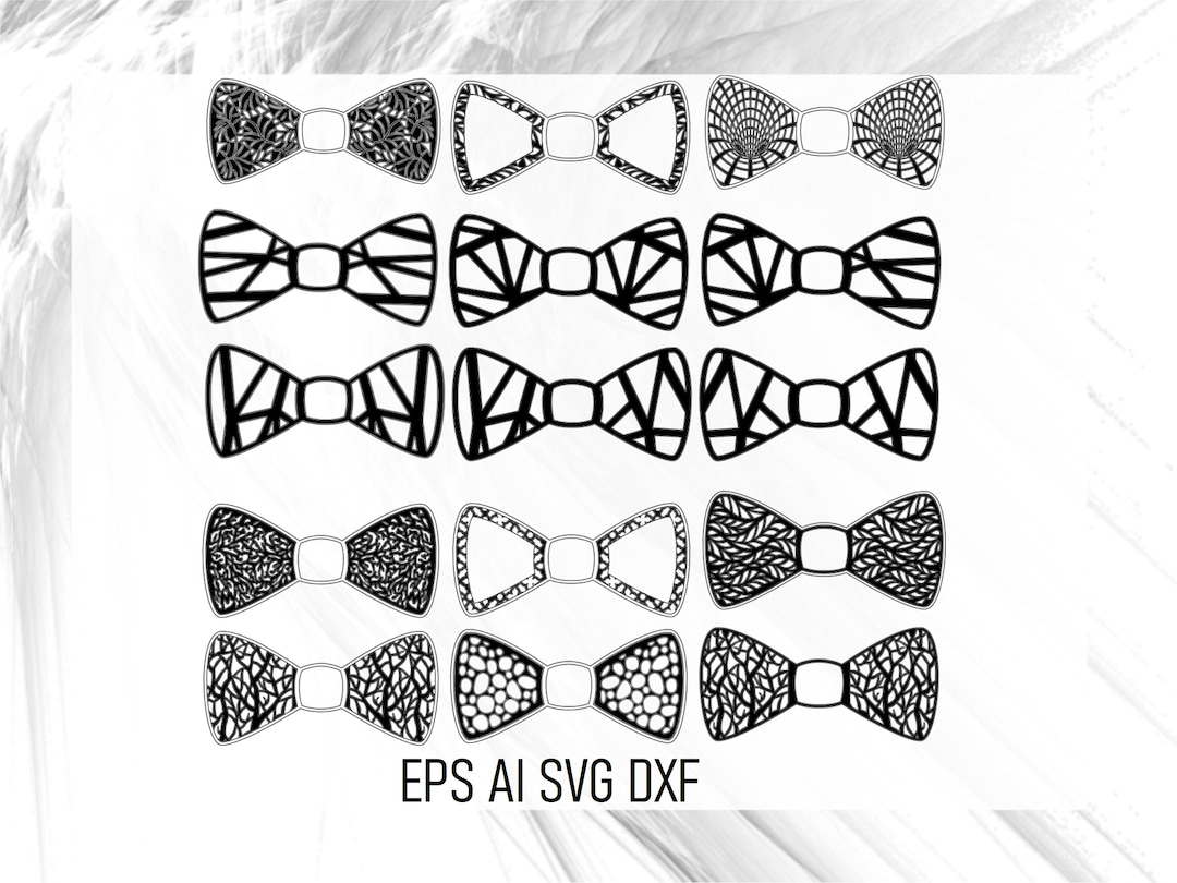 Bow Tie Bundle Vector Files Svg Dxf Cdr,wooden Bow Tie Digital Patterns ...