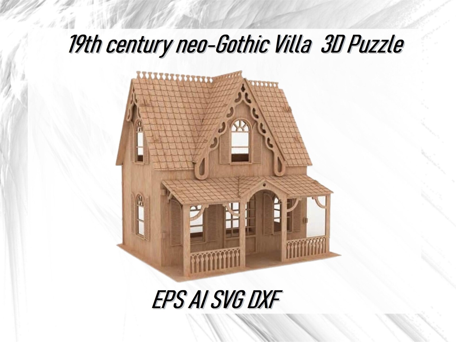 19th Century Neo-gothic Villa 3D Puzzle Doll House Laser Cut Files CDR ...
