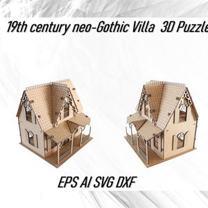 19th Century Neo-gothic Villa 3D Puzzle Doll House Laser Cut Files CDR ...