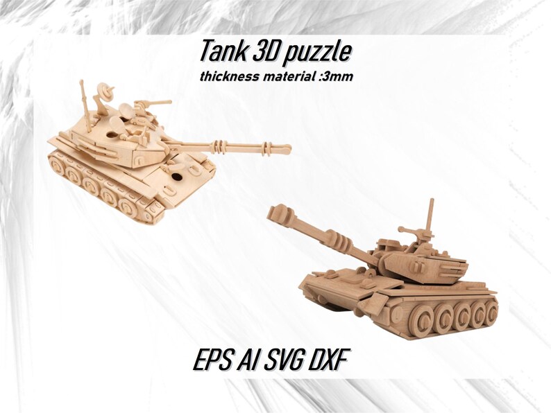 Laser Cut Wooden Tank 3D Puzzle Vector File With Instractions CDR DXF ...