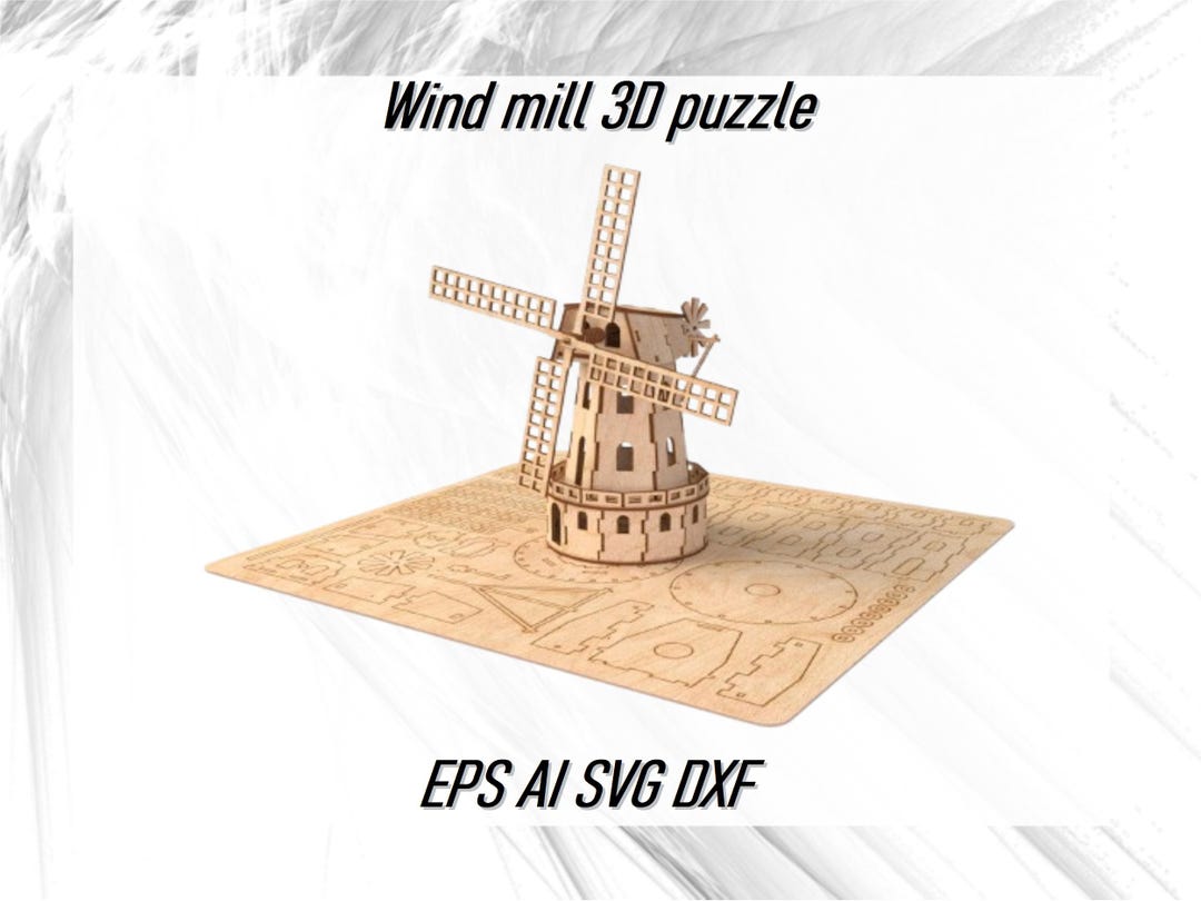 Dutch Windmill Laser Cut File Dxf Eps Svg Ai 3D Puzzle Files,wooden ...