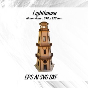 Laser Cut Lighthouse 3D Puzzle Vector File - DIY Cdr Dxf Svg for Laser ...