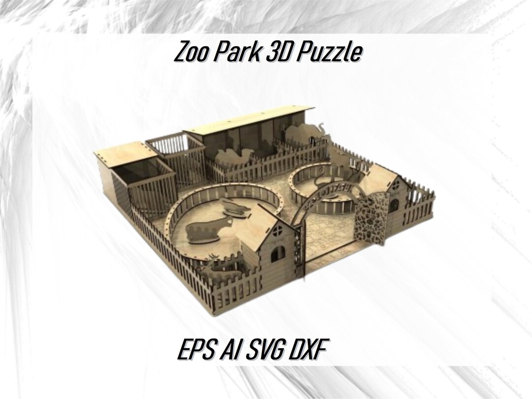 Laser Cut Zoo Park 3D Puzzle Vector Files CDR SVG Dxf,animals Park 3D ...