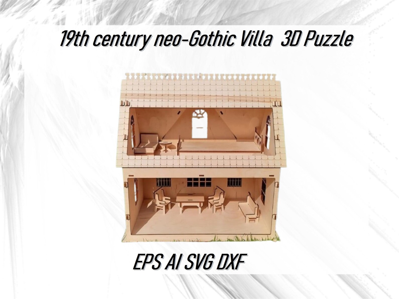 19th Century Neo-gothic Villa 3D Puzzle Doll House Laser Cut Files CDR ...