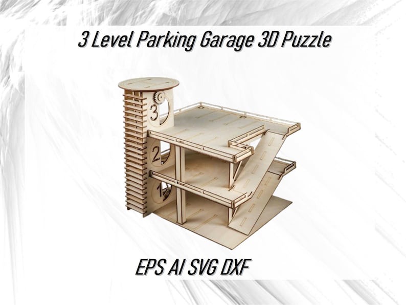 Laser Cut 3 Level Parking Garage 3D Puzzle Vector Files CDR SVG Dxf ...