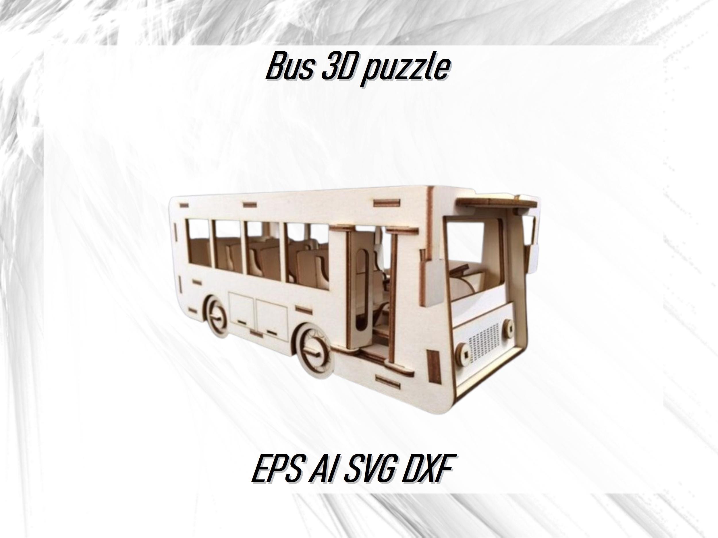 Bus 3D Model Puzzle Svg | Retro Bus Laser Cut | Retro Car Lasercut ...
