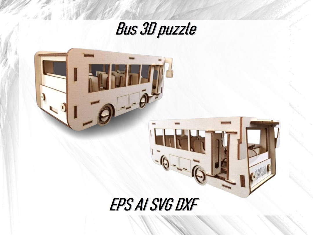 Bus 3D Model Puzzle Svg | Retro Bus Laser Cut | Retro Car Lasercut ...