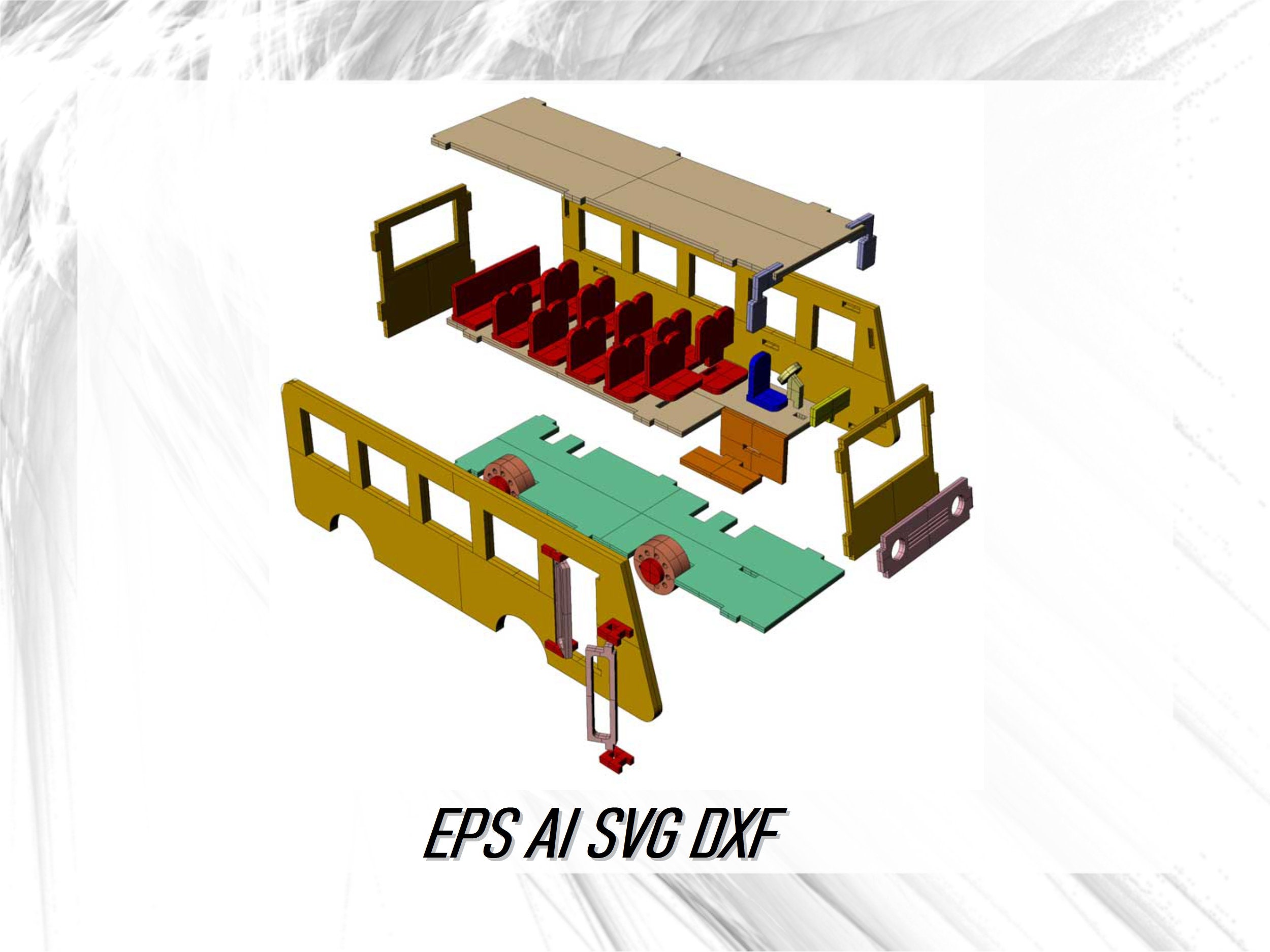 Bus 3D Model Puzzle Svg | Retro Bus Laser Cut | Retro Car Lasercut ...