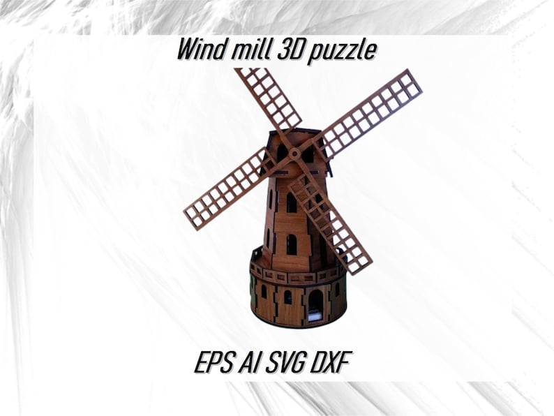 Dutch Windmill Laser Cut File Dxf Eps Svg Ai 3D Puzzle Files,wooden ...