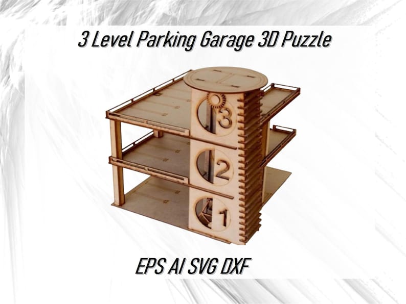 Laser Cut 3 Level Parking Garage 3D Puzzle Vector Files CDR SVG Dxf ...
